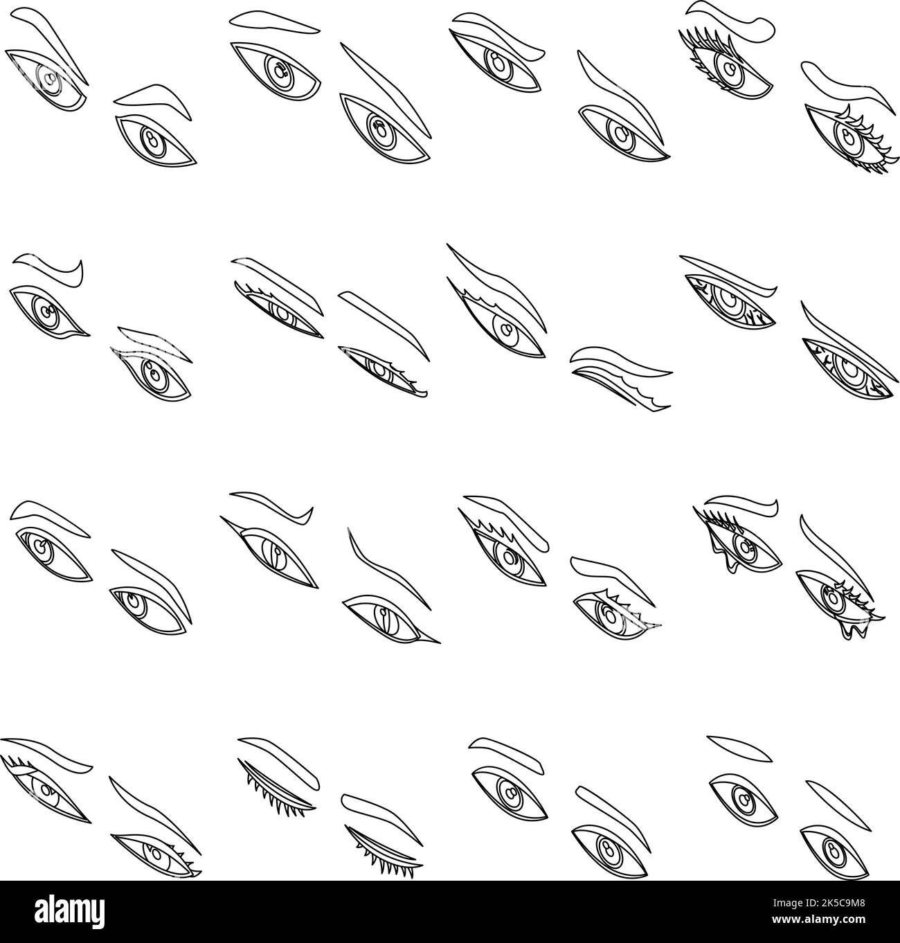 Eyes icons set. Isometric set of eyes vector icons thin line outline on ...