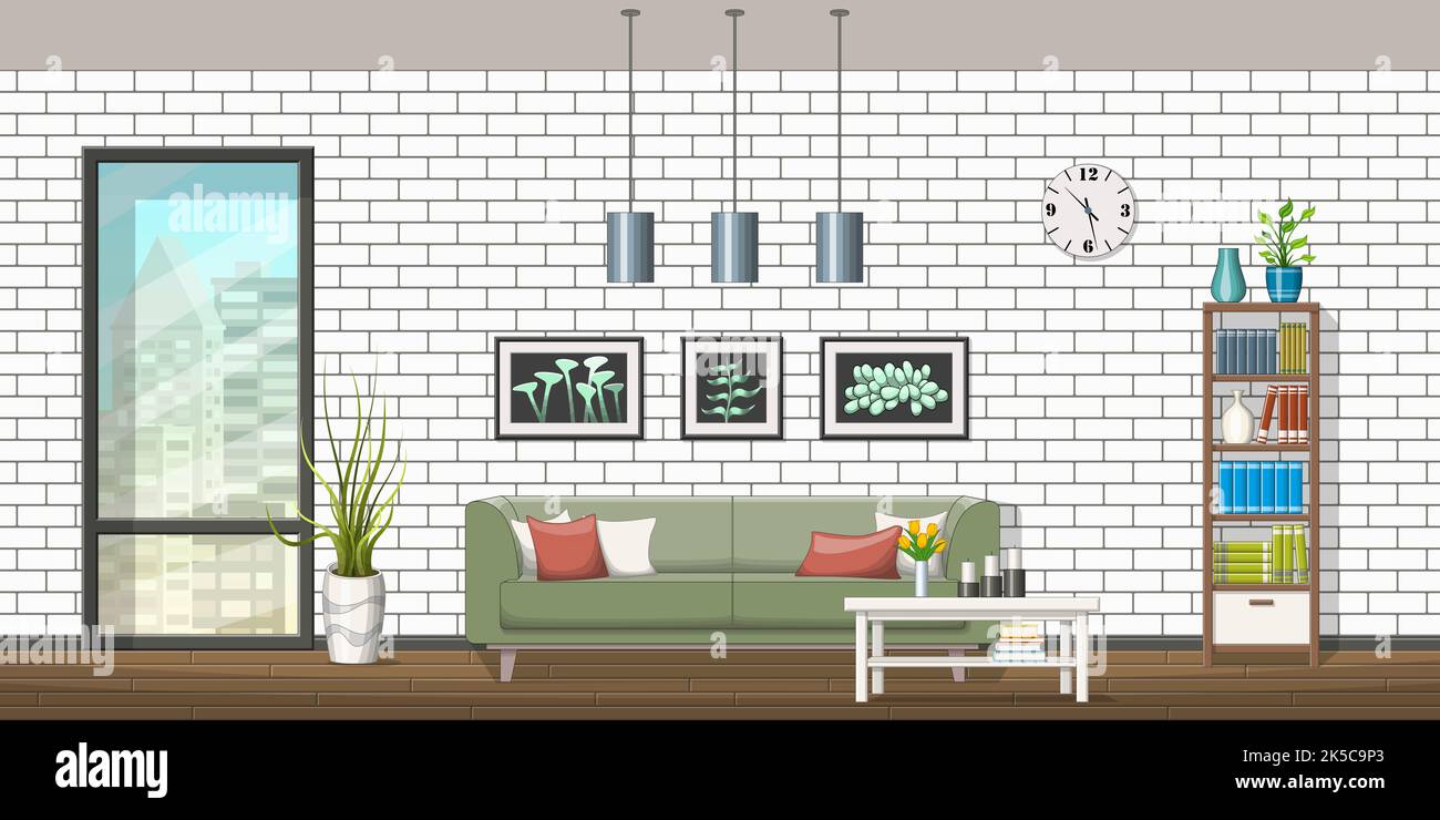 Illustration of interior equipment of a modern living room Stock Photo ...