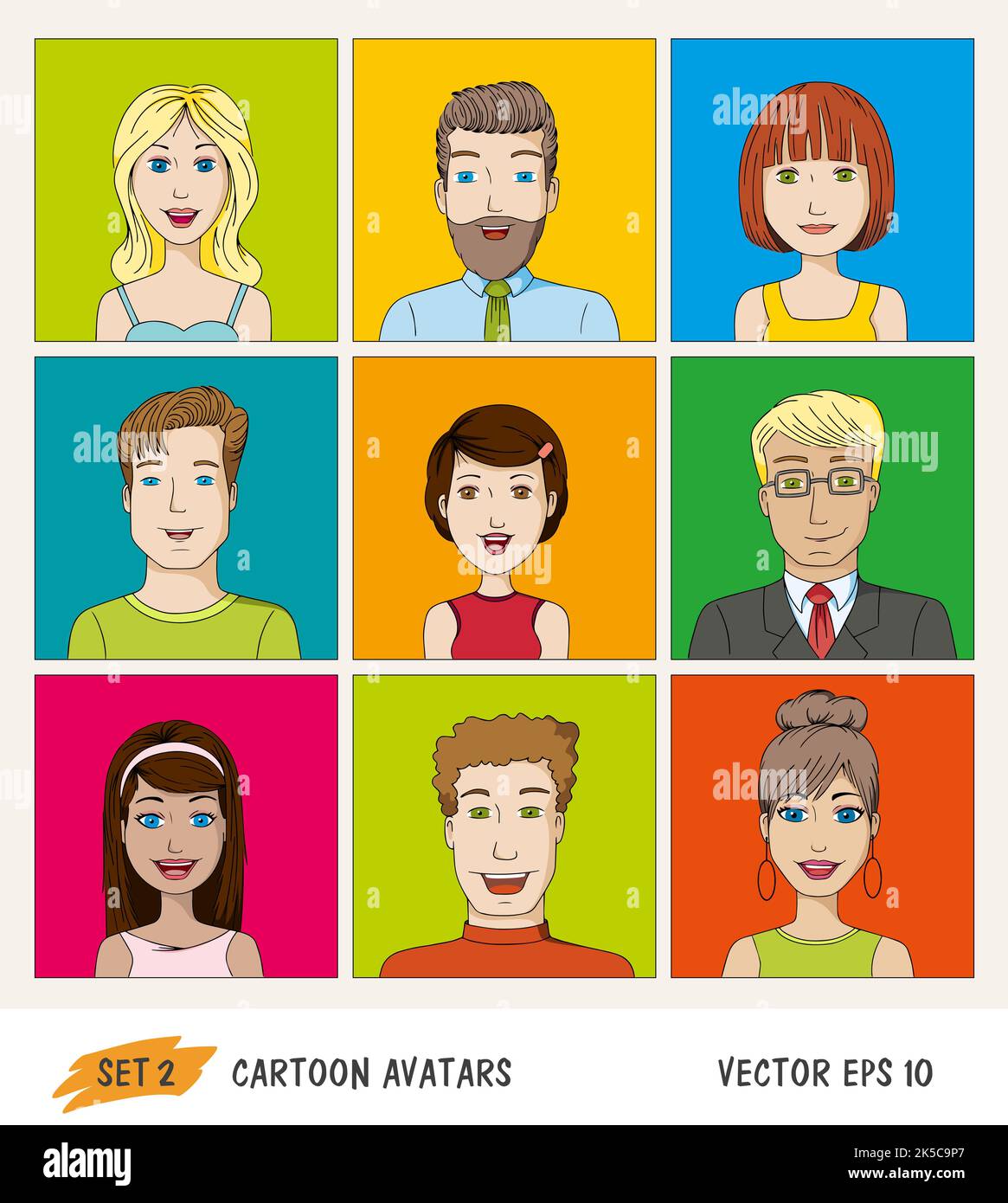Set of cartoon people avatar icons Stock Photo - Alamy