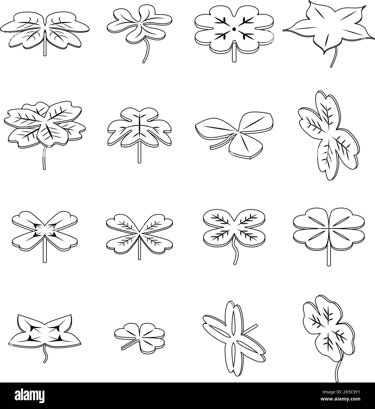 Clover icons set. Isometric set of clover vector icons thin line ...