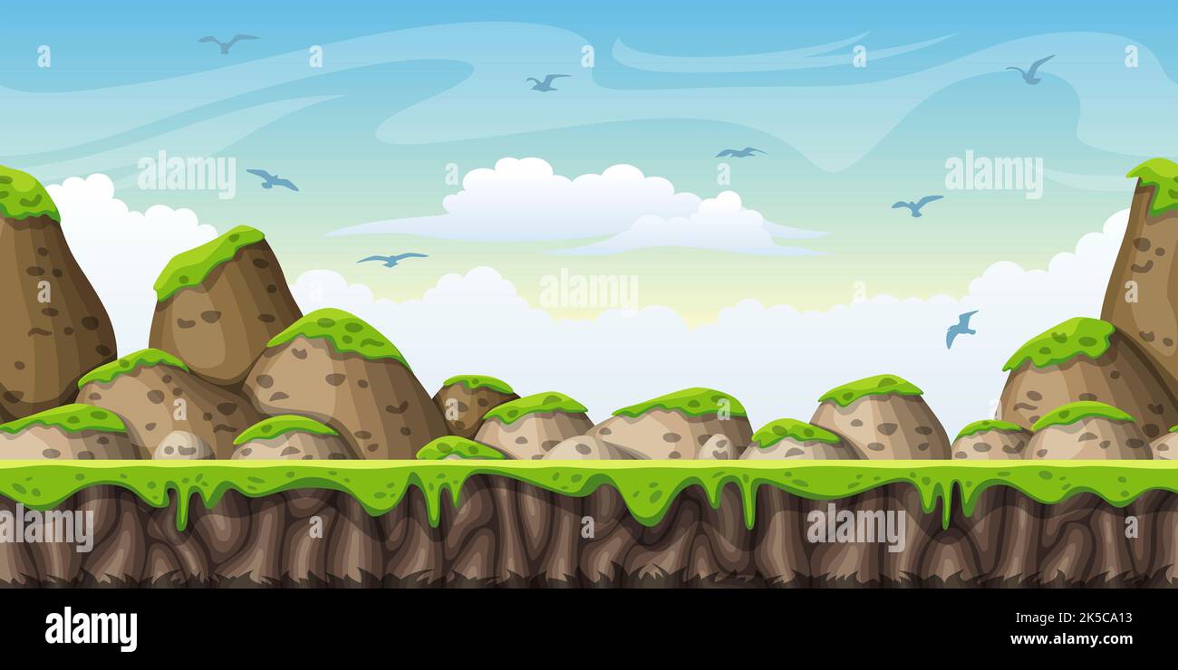 Seamless cartoon nature background Stock Photo - Alamy