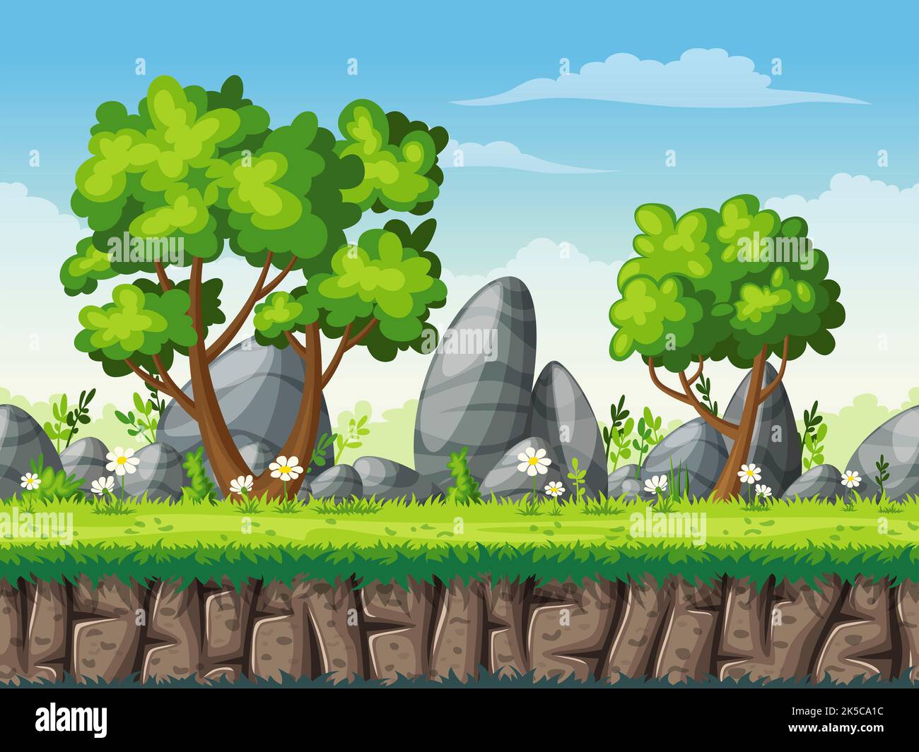 Seamless cartoon nature background Stock Photo - Alamy