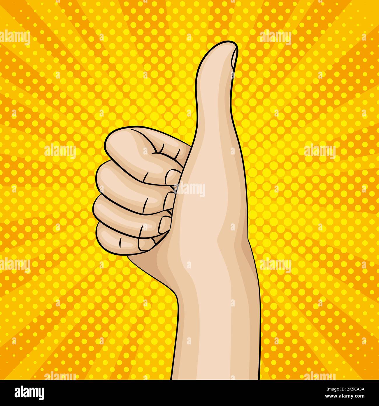 Hand holding thumps up. Pop art retro design Stock Photo - Alamy
