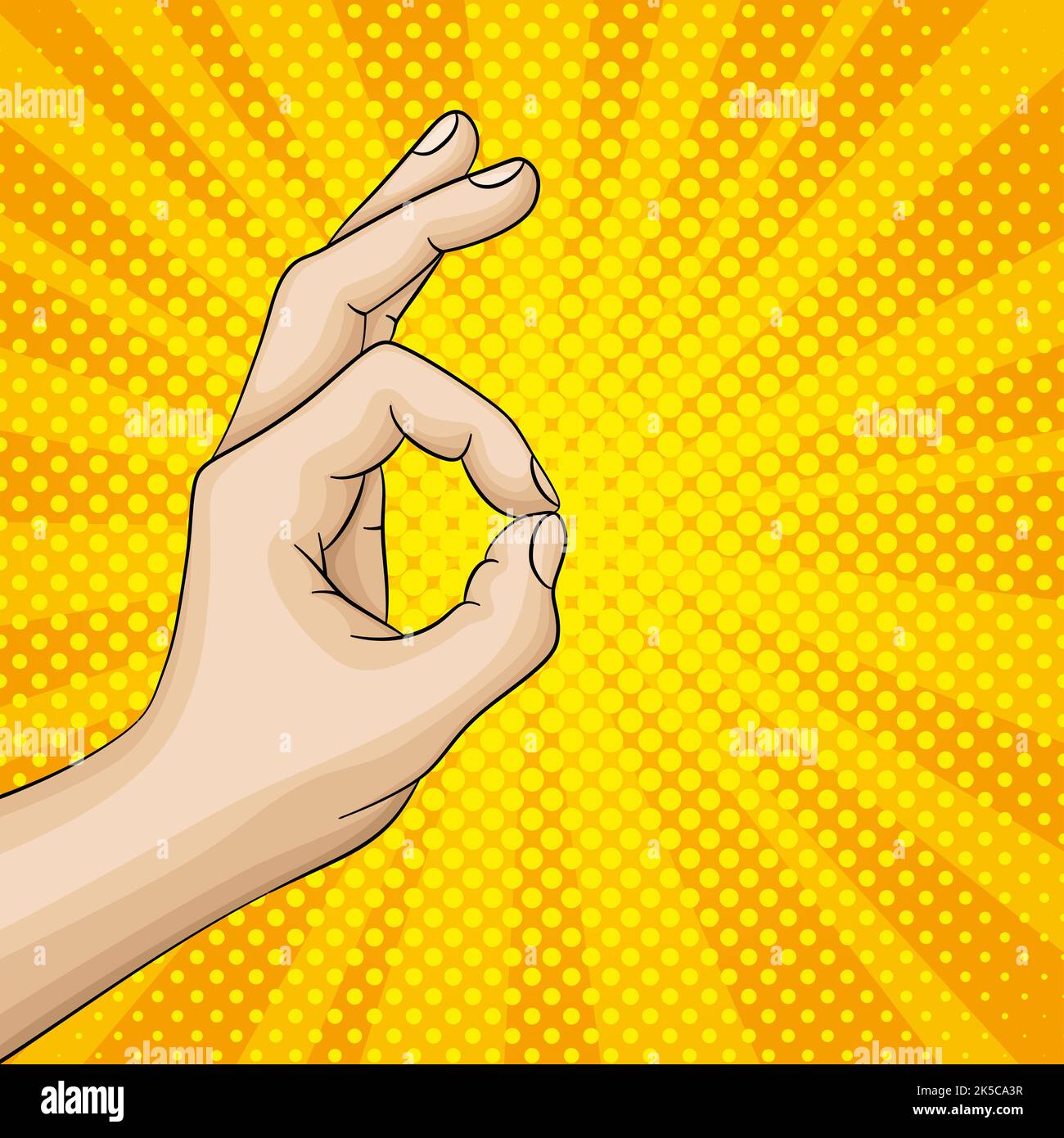 Hand gesture sign excellent or okay. Pop art retro design Stock Photo ...
