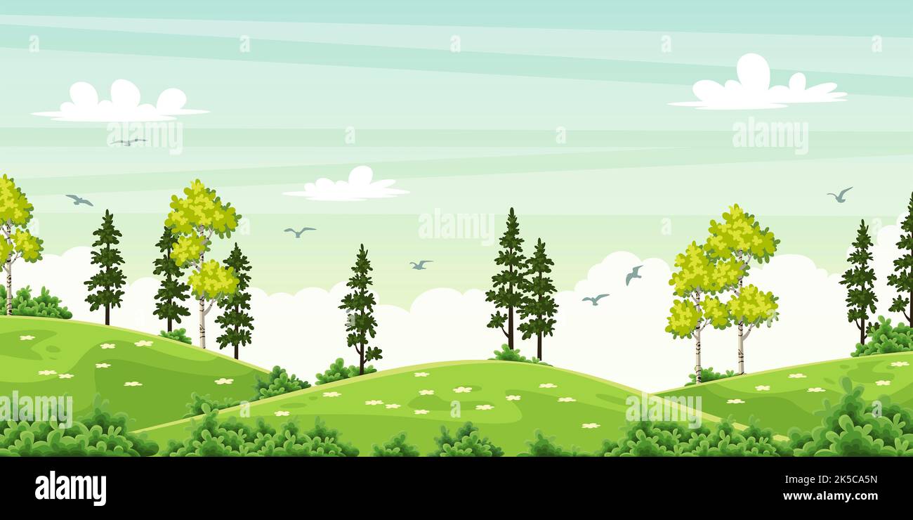 Summer landscape with trees Stock Photo - Alamy