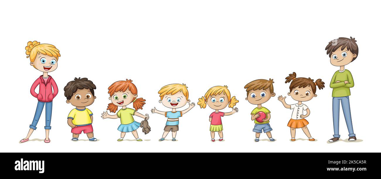 Children Line Up Clipart