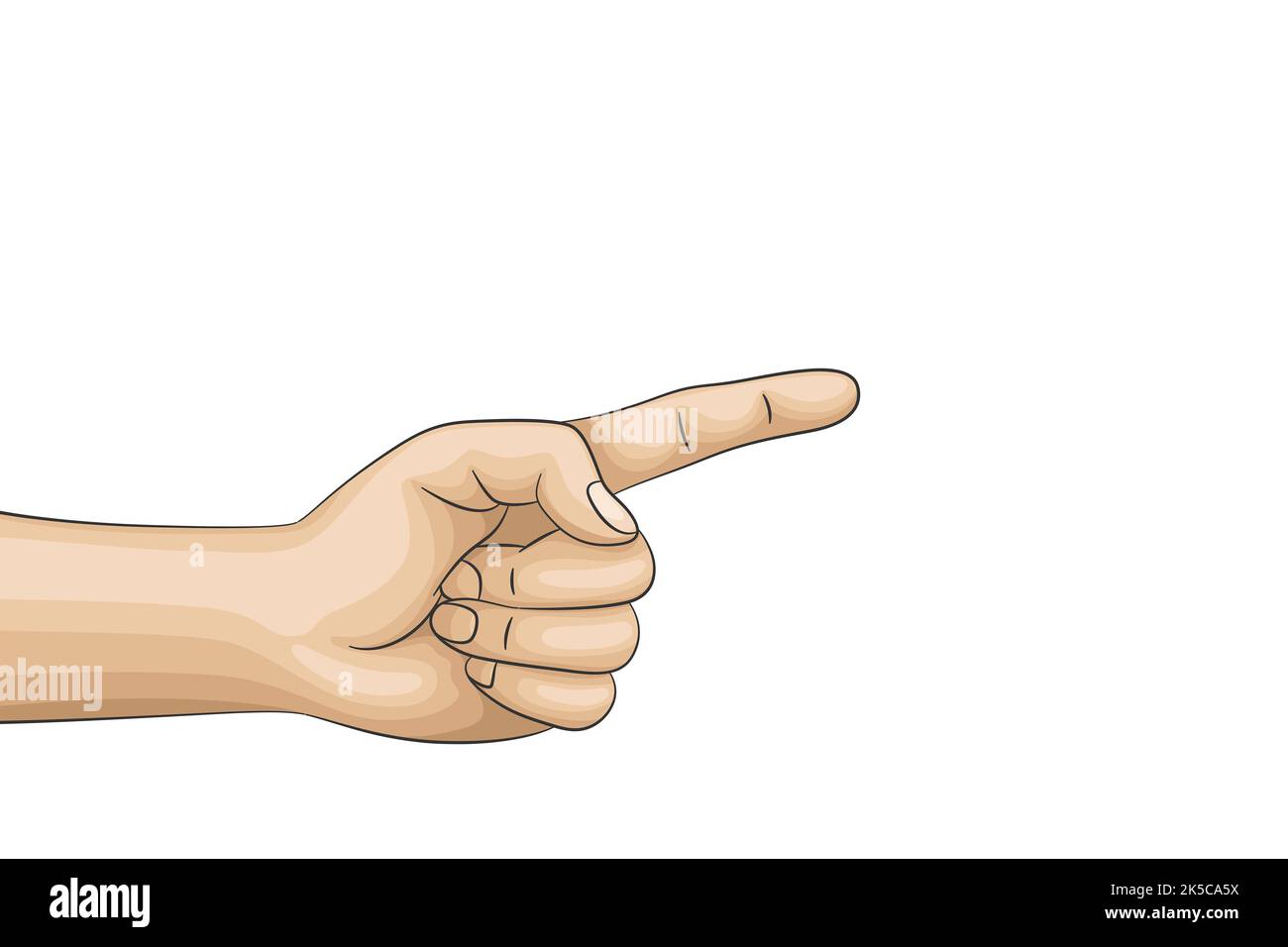 Someone points a finger at something. Isolated on white background ...