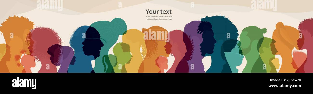 Group people diversity. Silhouette profile of men women children ...