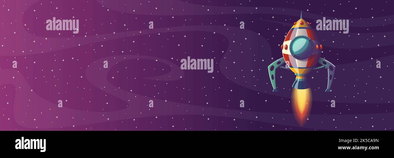 Rocket launch banner with stars, illustration Stock Photo - Alamy