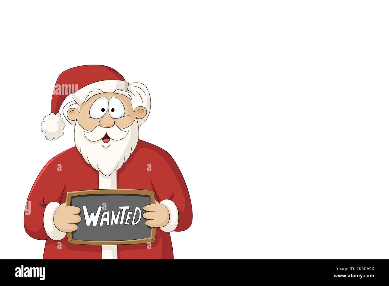 Happy cartoon Santa Claus holding a sign, isolated on white background ...