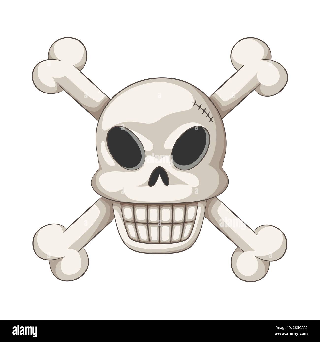 Funny cartoon skull and crossbones, illustration Stock Photo - Alamy