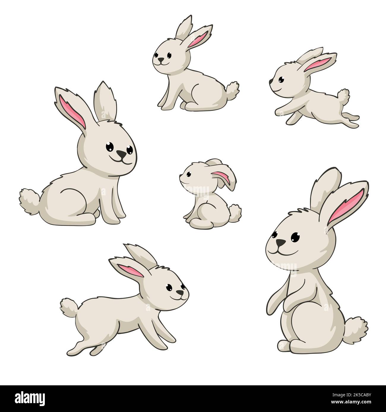 Collection of some cute rabbits, hand draw illustration Stock Photo - Alamy