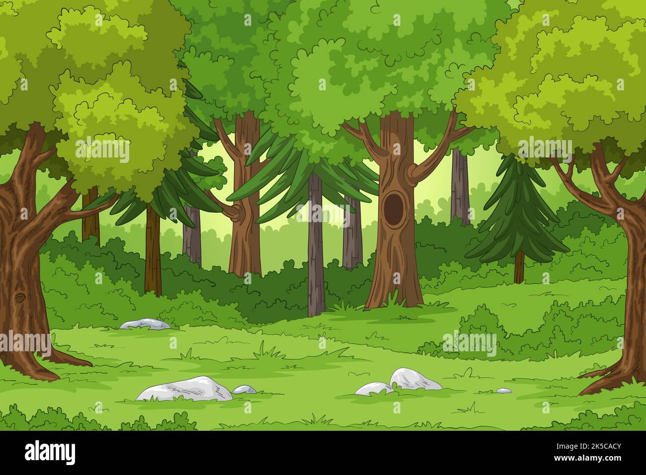Forest landscape with stones, hand draw illustration Stock Photo - Alamy