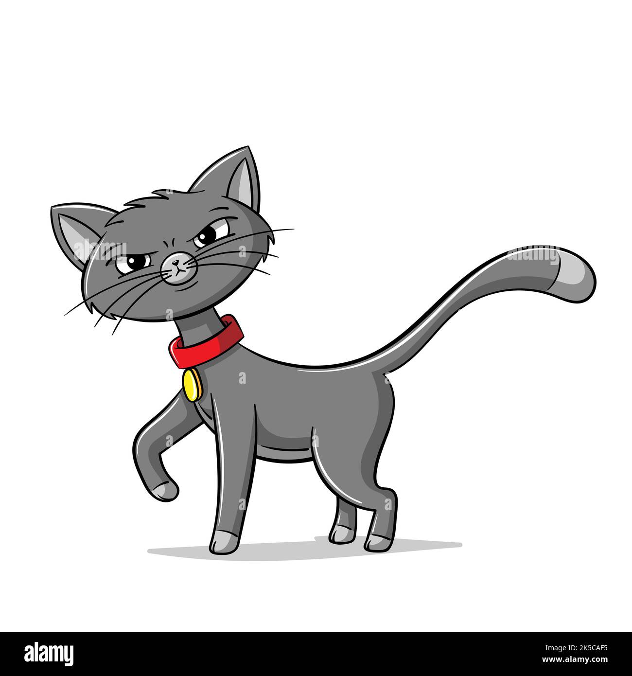 Cut cartoon cat with collar Stock Photo - Alamy