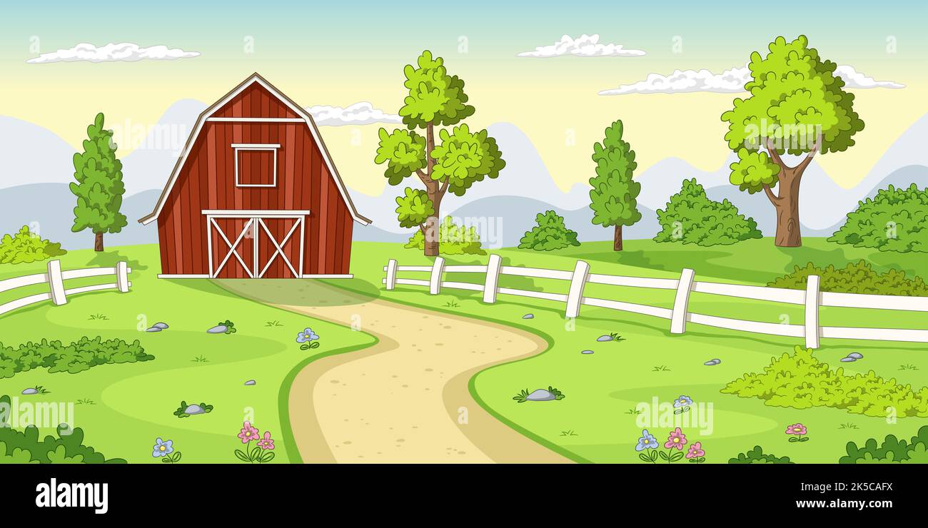 Cartoon red barn hi-res stock photography and images - Alamy