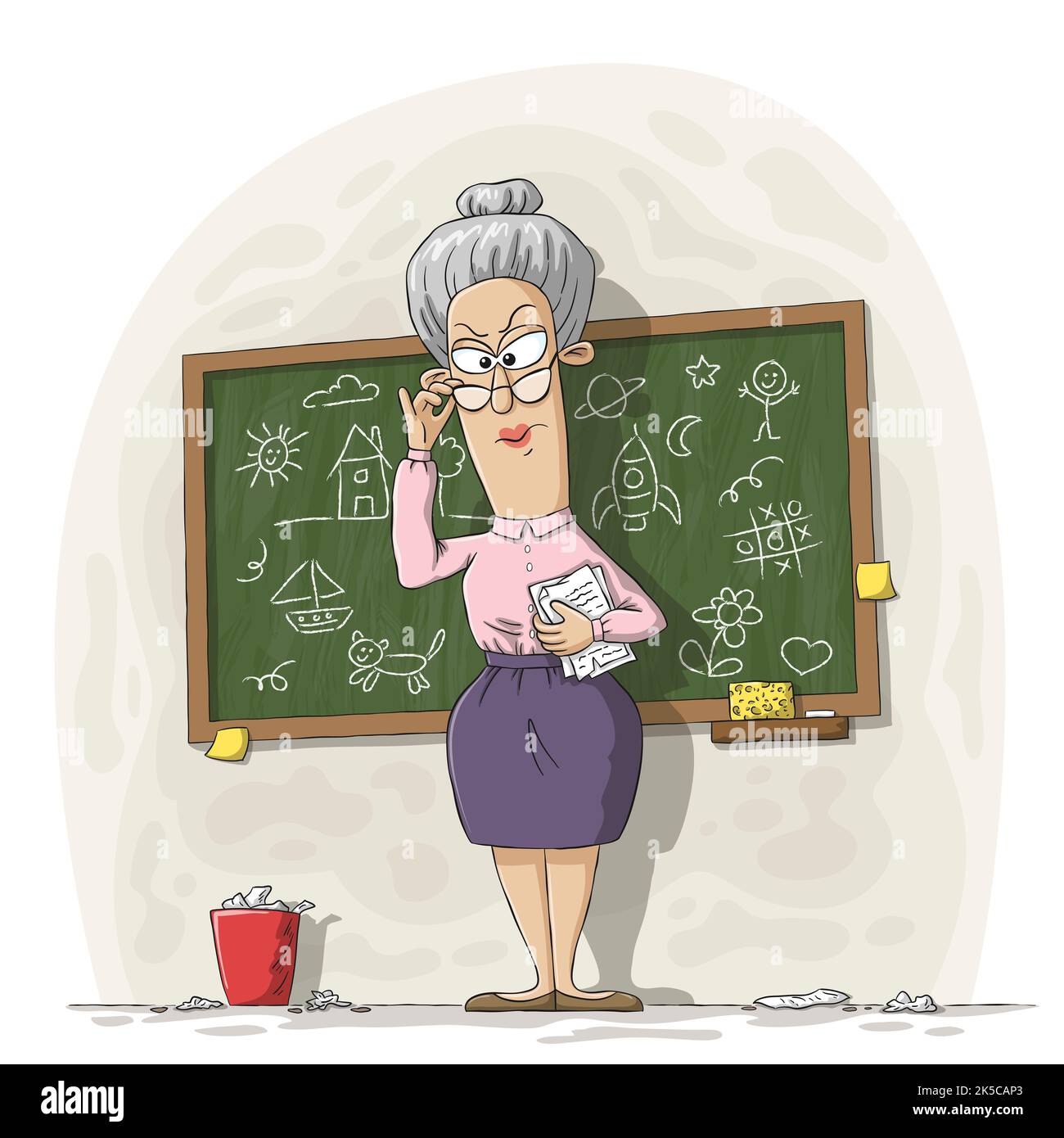 Strict teacher in front of a blackboard Stock Photo - Alamy
