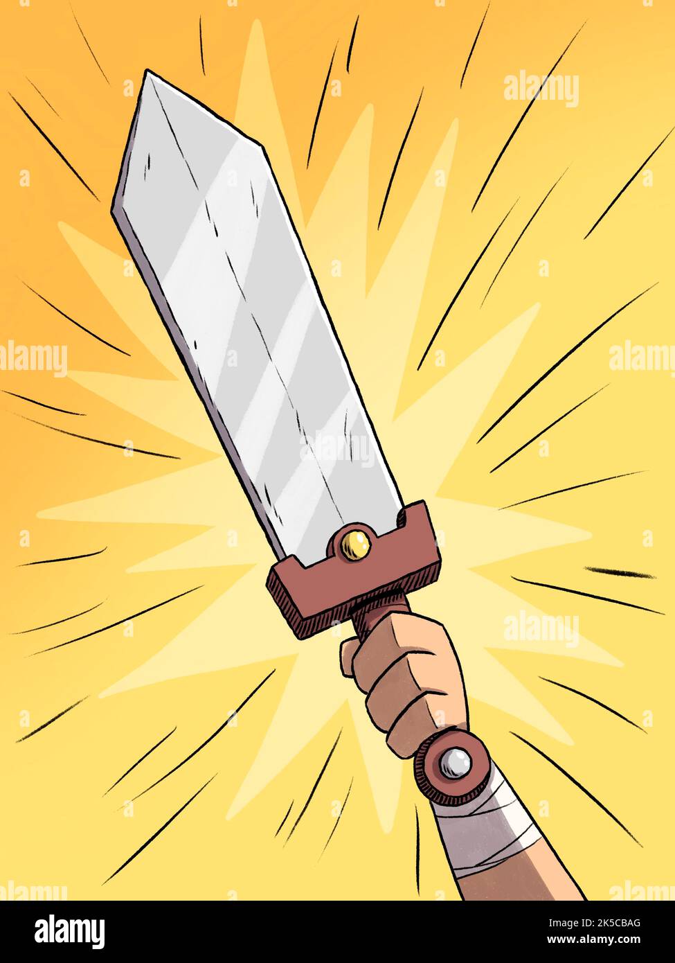 Hand holds a sword. Hand drawn illustration Stock Photo - Alamy