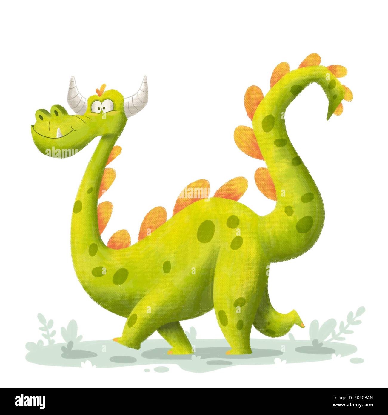 Funny cartoon dragon. Hand drawn illustration Stock Photo - Alamy
