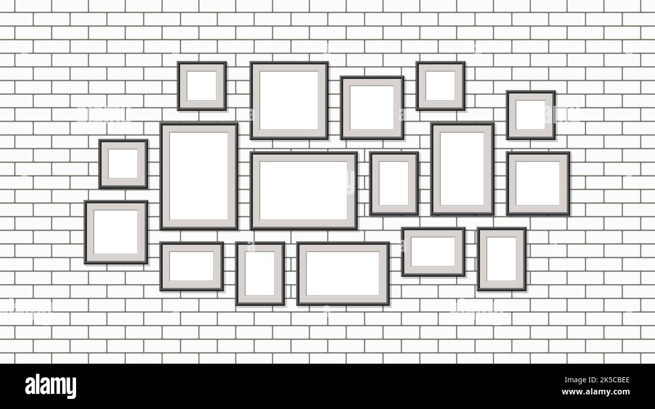 Illustration of various pictures with black frame Stock Photo - Alamy