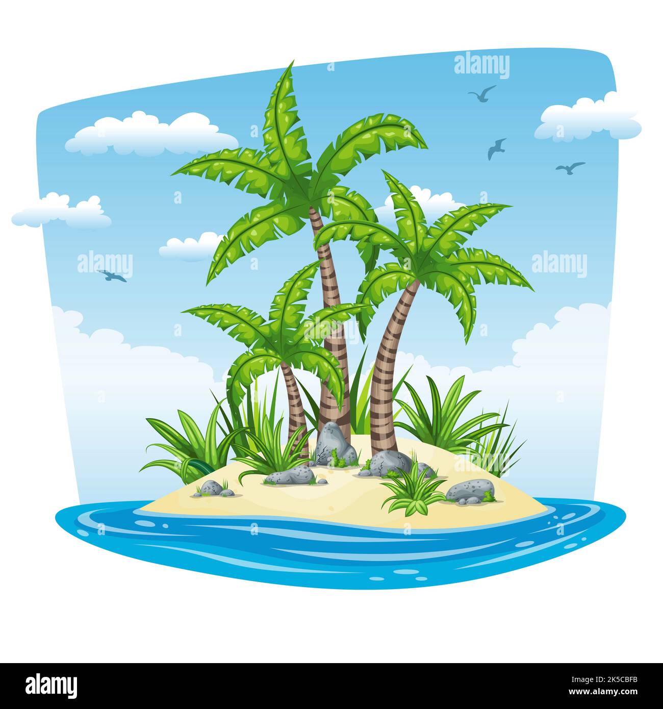 Illustration of a tropical isle landscape Stock Photo - Alamy