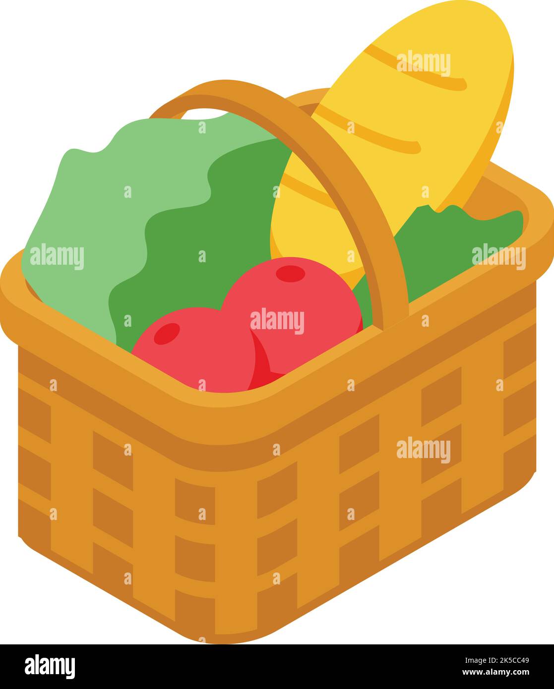 Healthy picnic food icon isometric vector. Summer basket. Party spring ...