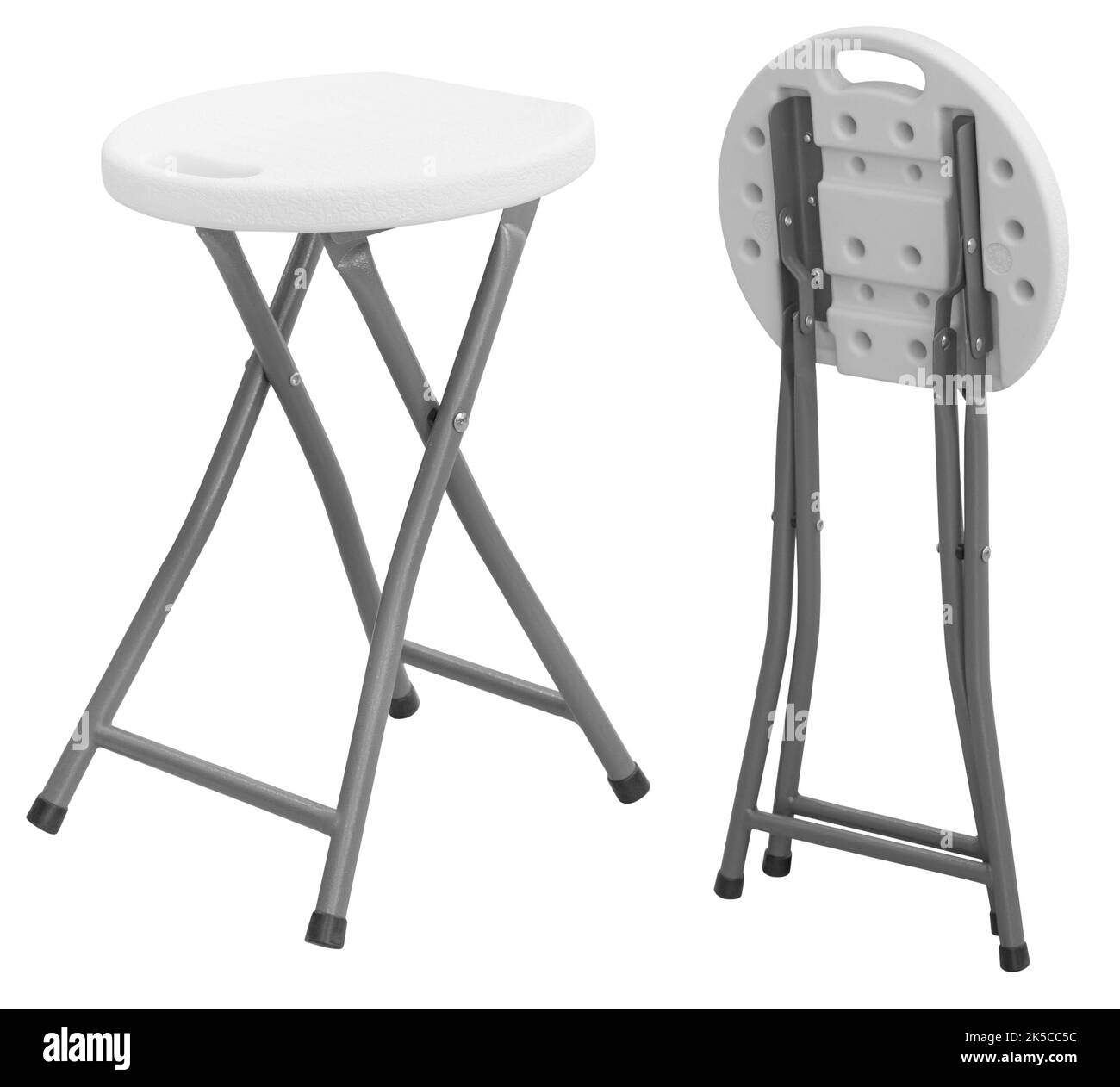 Folding chair made of plastic and metal legs. Isolated from the ...