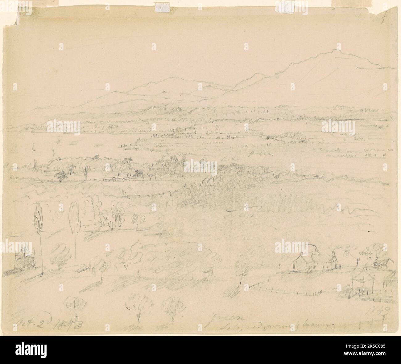 Valley with River and Mountains, 1843 Stock Photo - Alamy