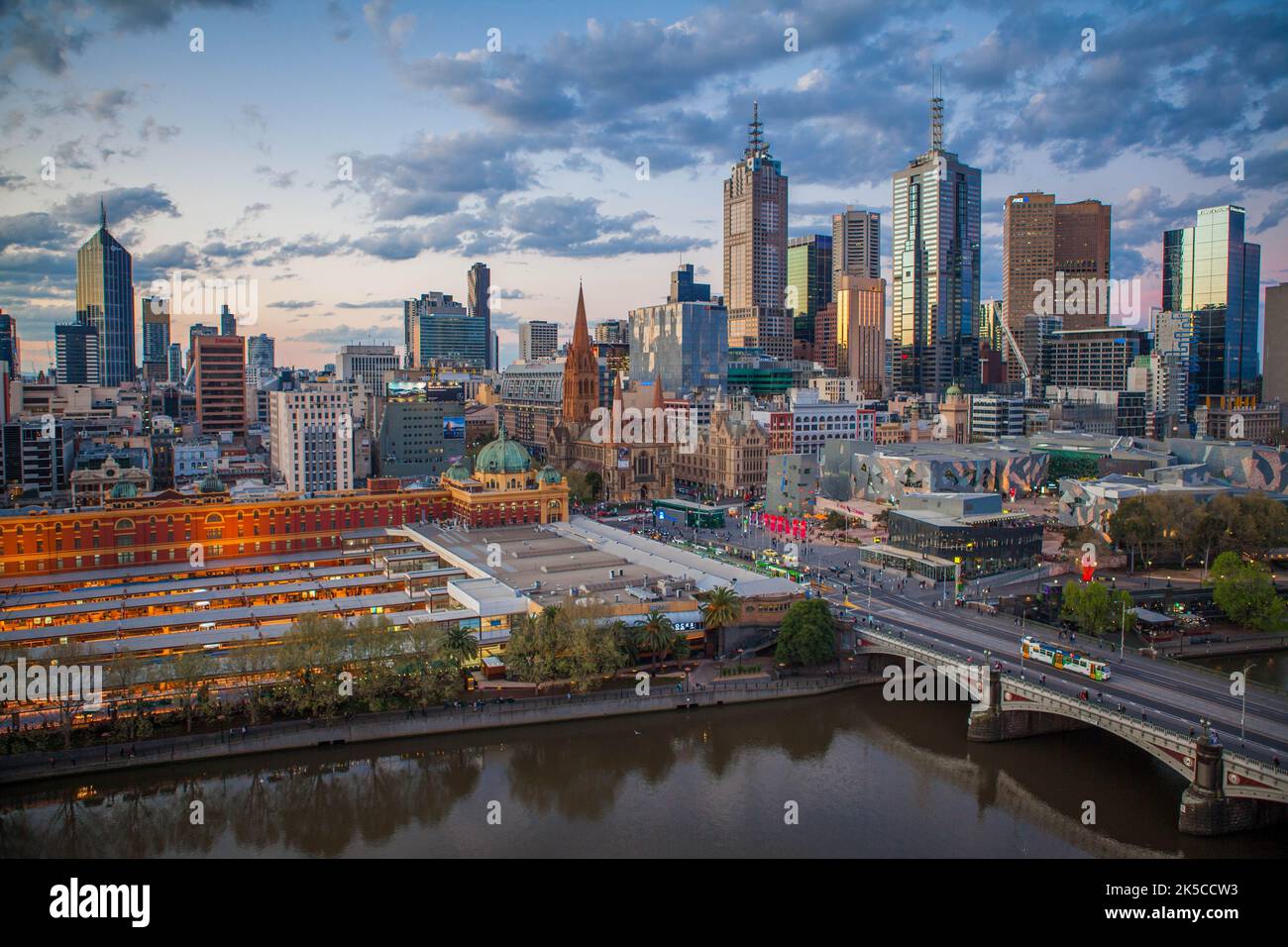 A scenic view of the beautiful cityscape of Melbourne with modern ...