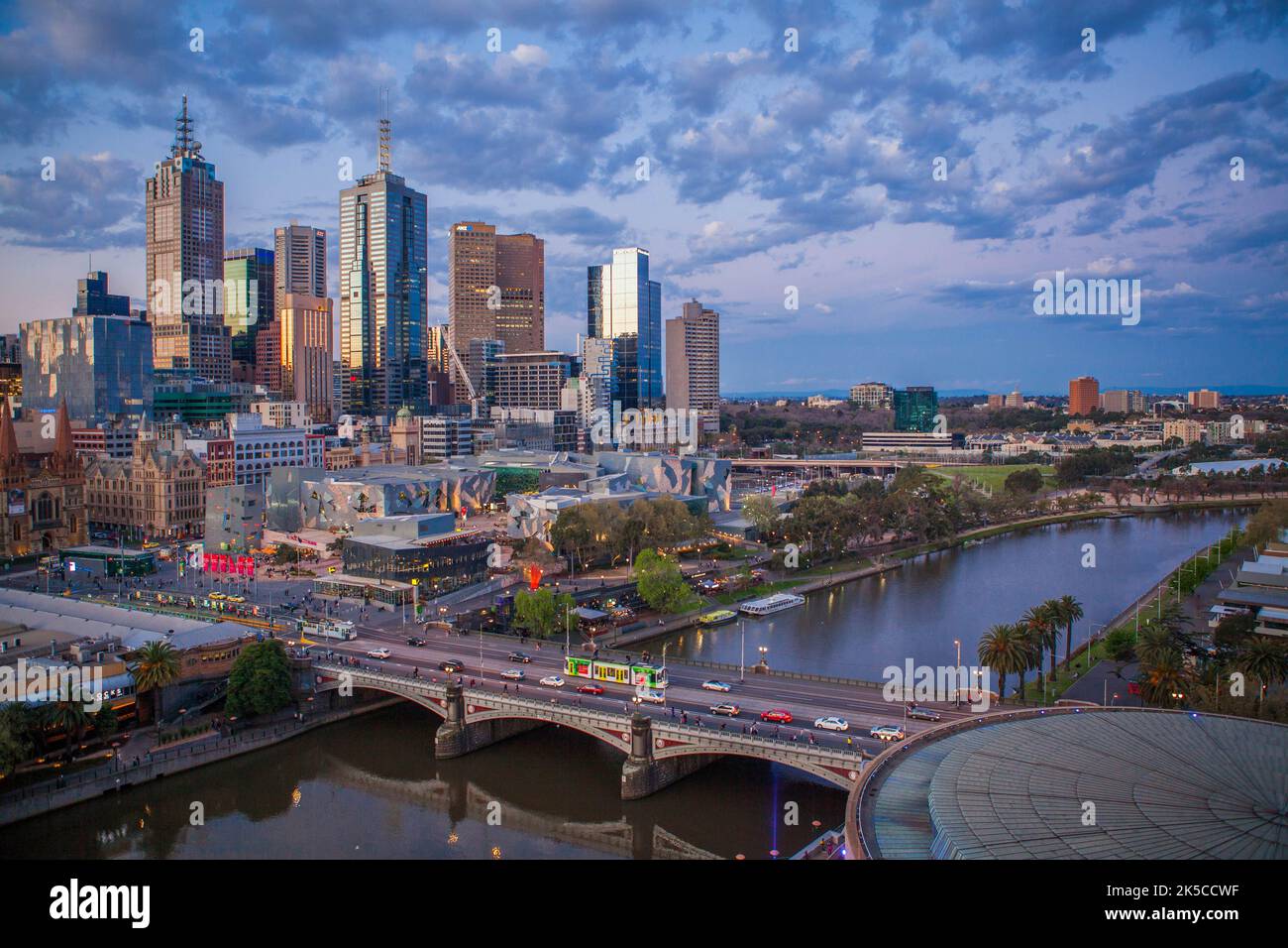 A scenic view of the beautiful cityscape of Melbourne with modern ...