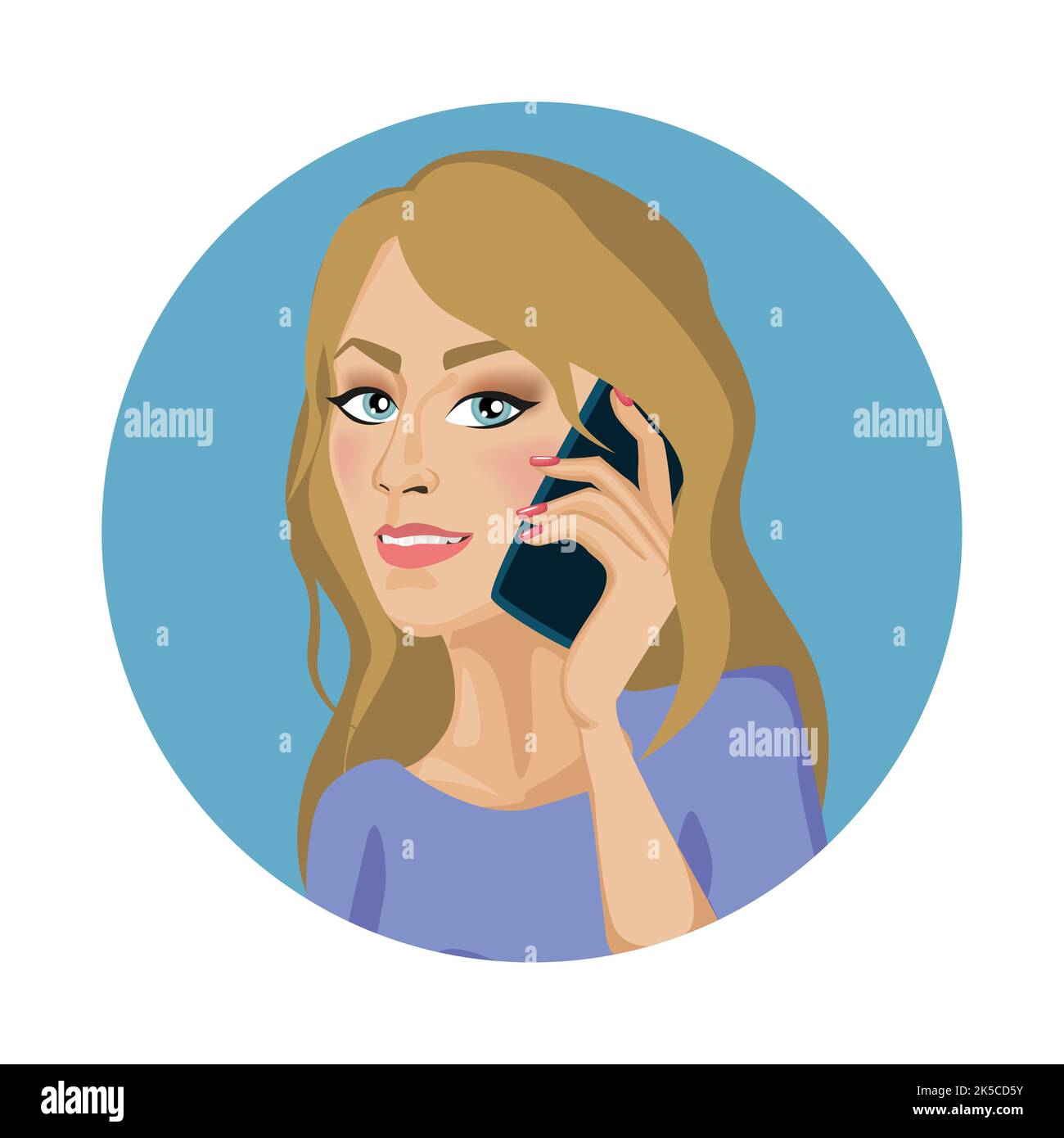 woman on the phone illustration - isolated on white background design ...