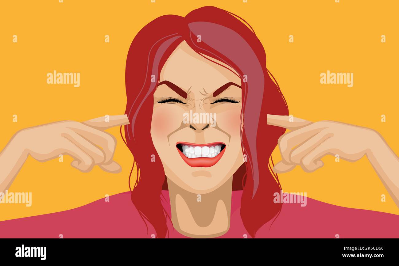 woman plugging her ears with fingers illustration design Stock Photo ...