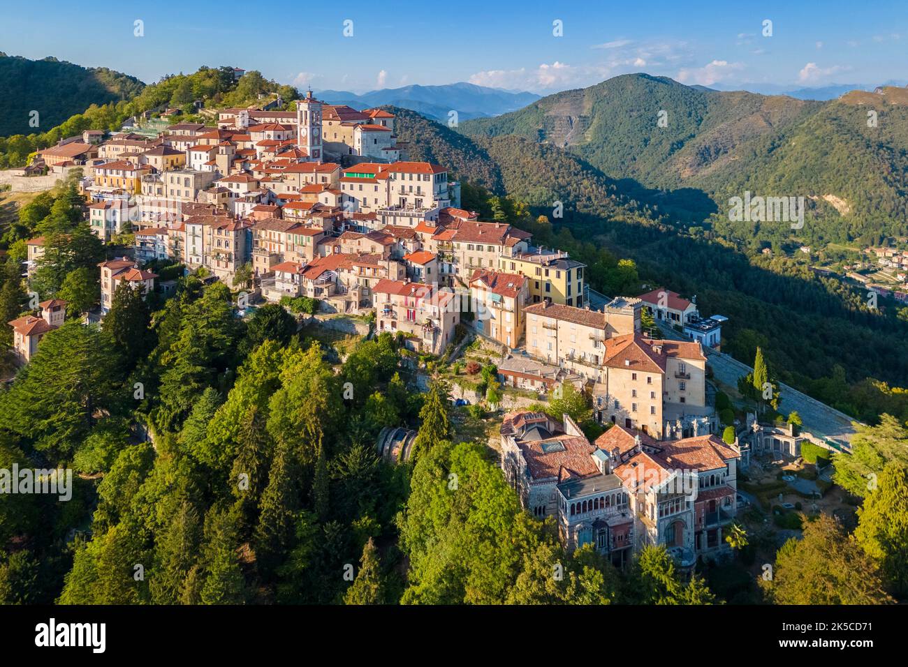 Aerial view of Santa Maria del Monte and the chapels of the sacred way ...