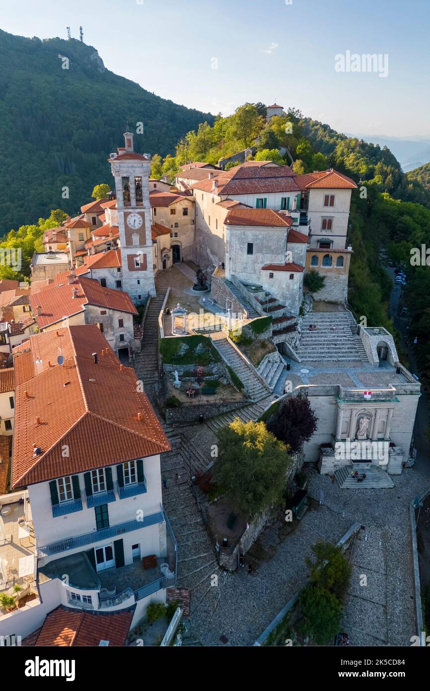 Aerial view of Santa Maria del Monte and the chapels of the sacred way ...