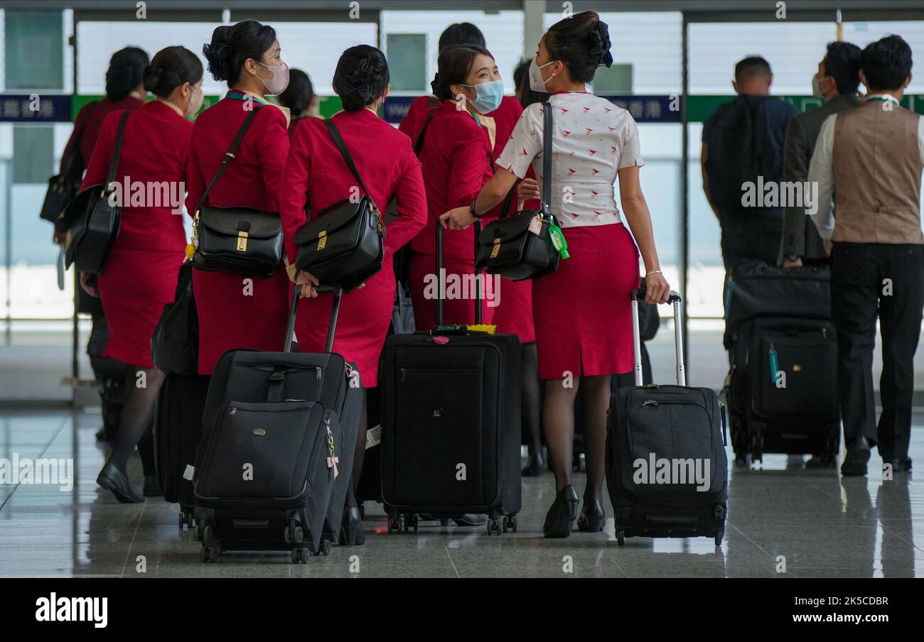 Flight crew of Cathay Pacific arrives in Hong Kong International ...