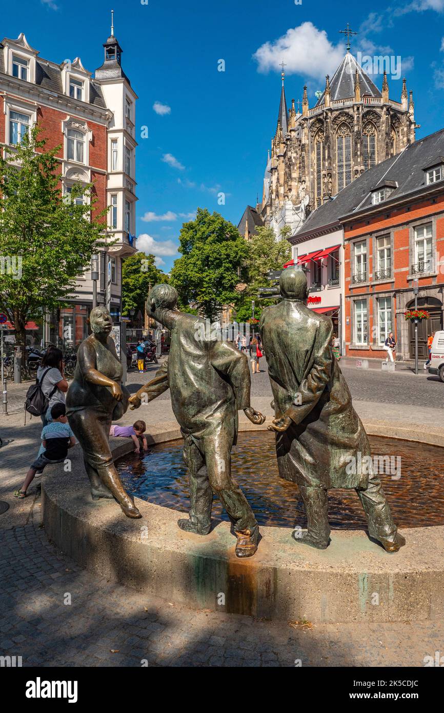 Aachen, money fountain cycle of money, North Rhine-Westphalia, Germany ...