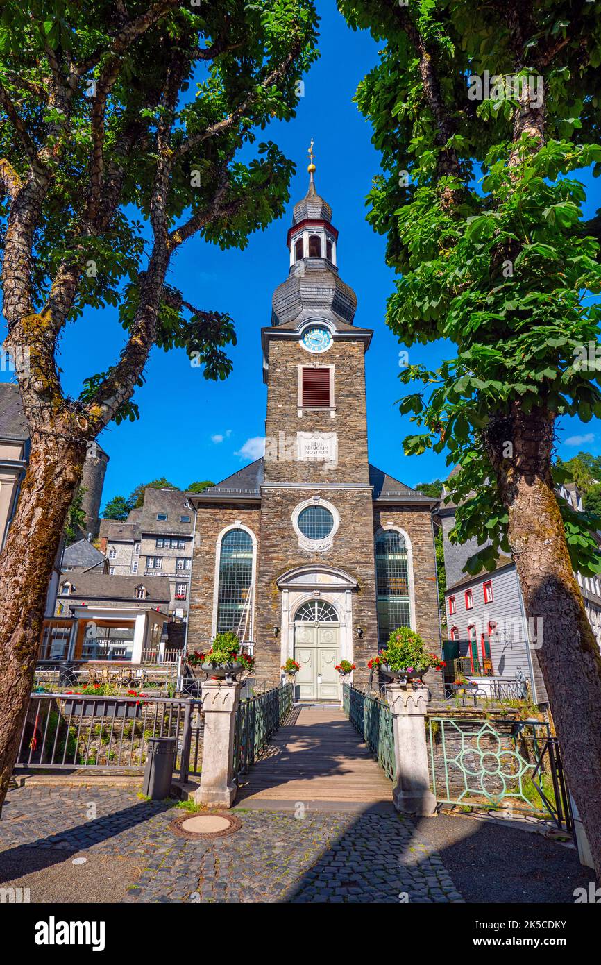 Monschau, Protestant town church, Eifel, North Rhine-Westphalia ...