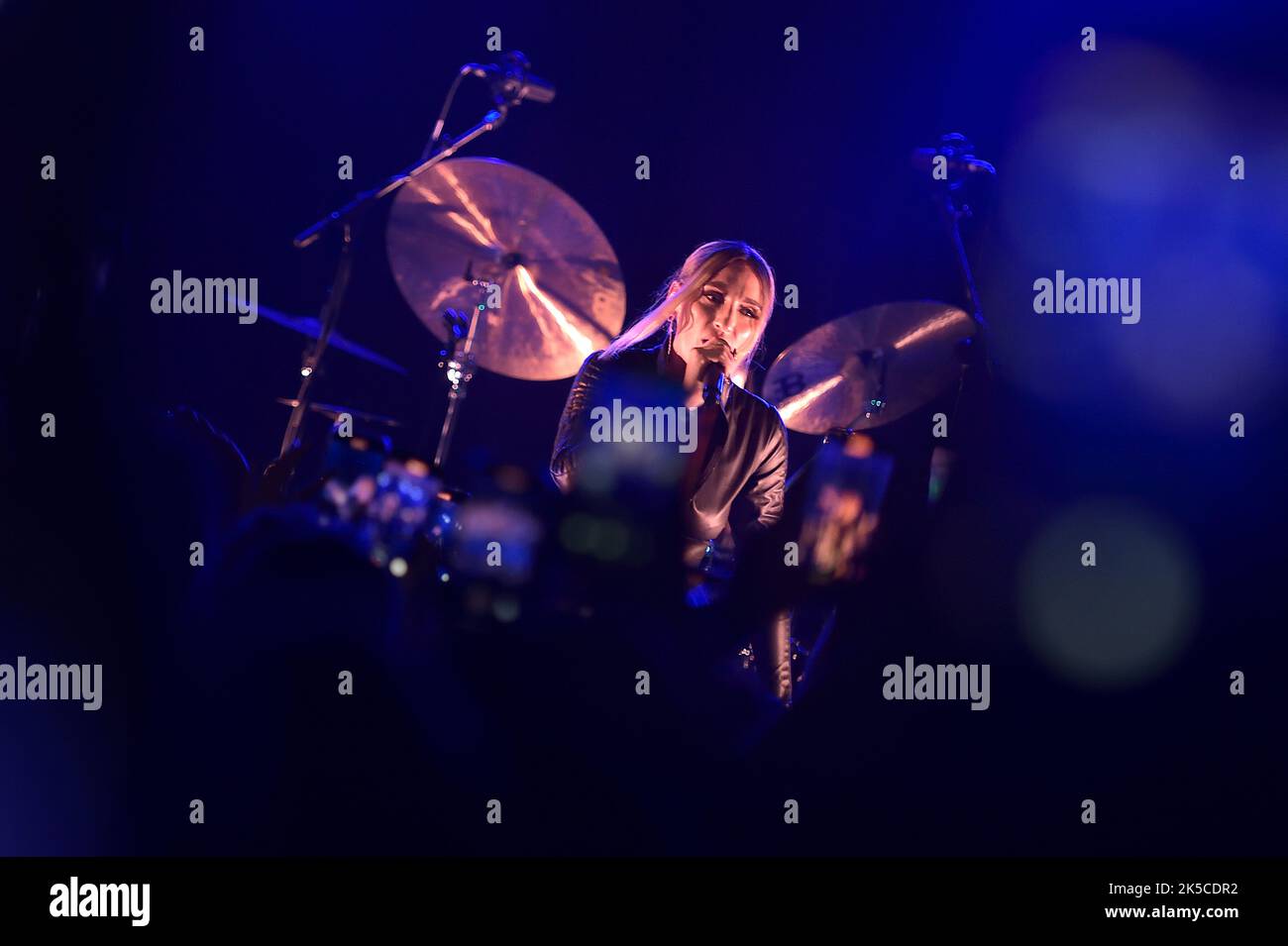 The Italian singer Mara Sattei, pseudonym of Sara Mattei, during the ...