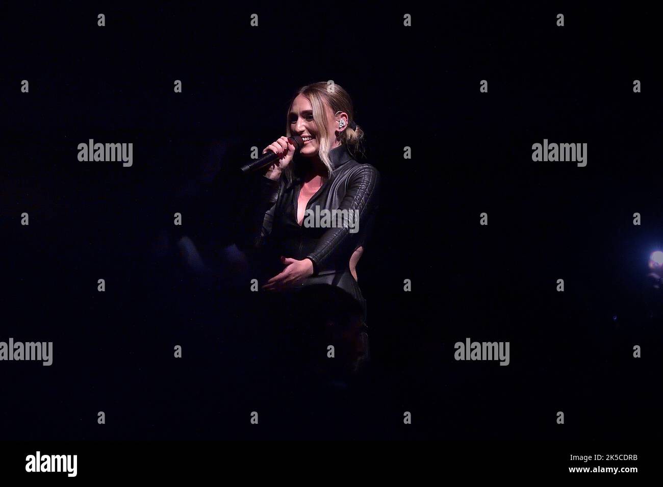 The Italian singer Mara Sattei, pseudonym of Sara Mattei, during the ...