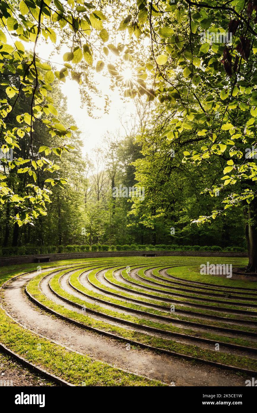 Lawn Labyrinth The Wheel in the Eilenriede in Hanover Stock Photo - Alamy