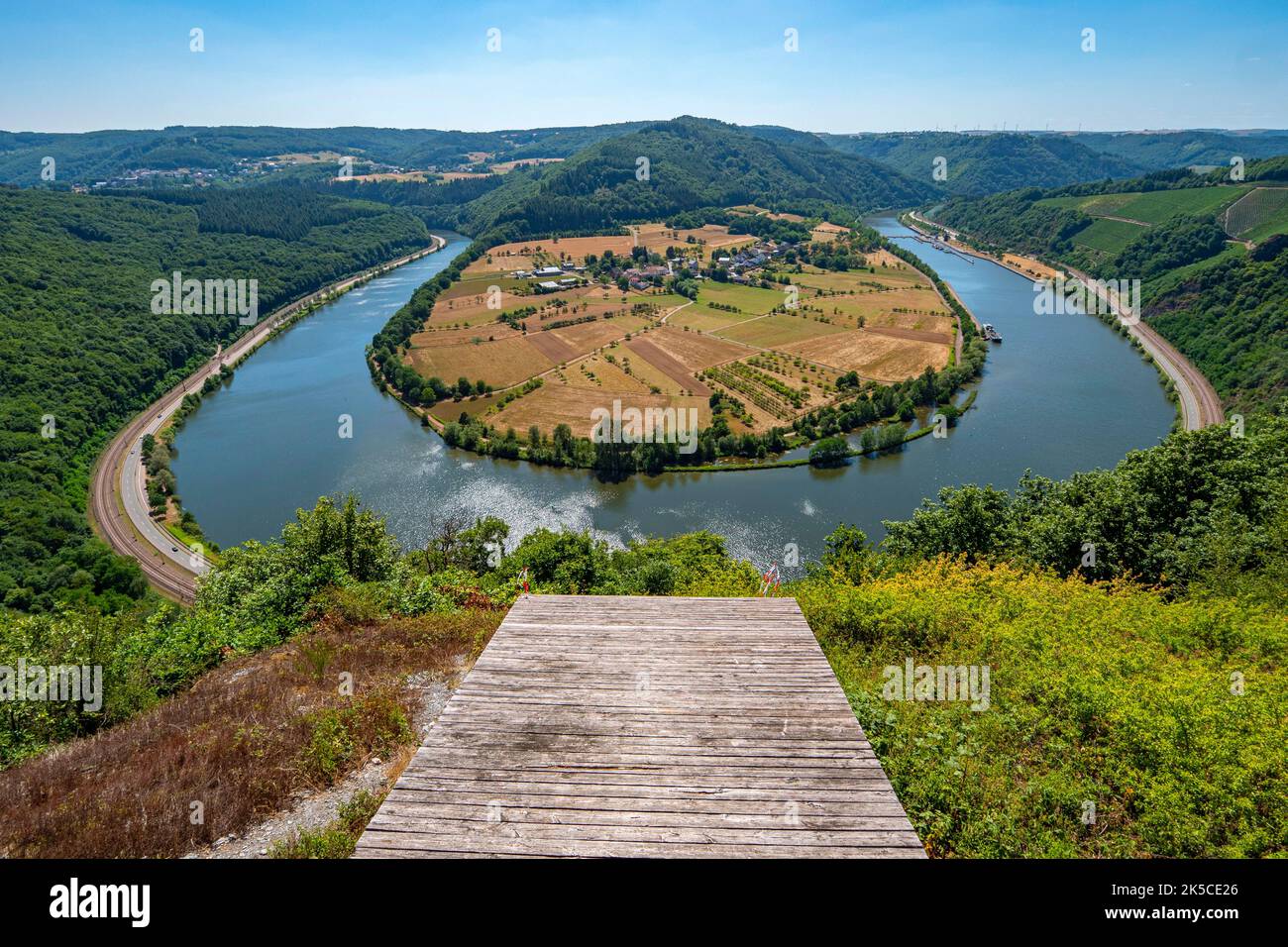 View from hang glider launch ramp to the Small Saar Loop near Taben ...