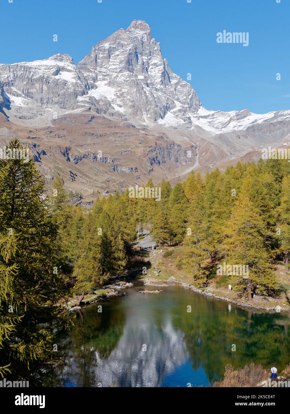 Cervino mountain (aka Matterhorn from the Swiss side) reflecting in ...