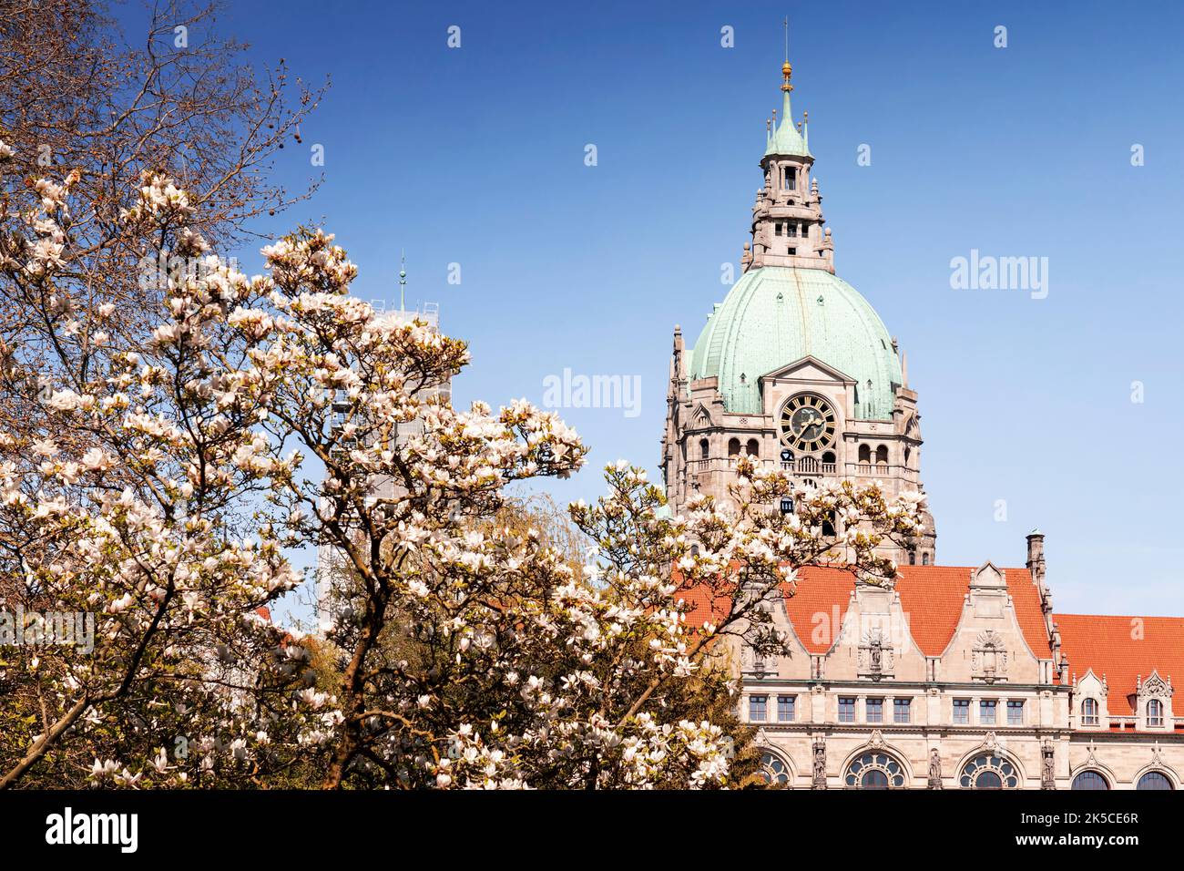Spring at the New City Hall in Hannover, Lower Saxony, Germany Stock ...