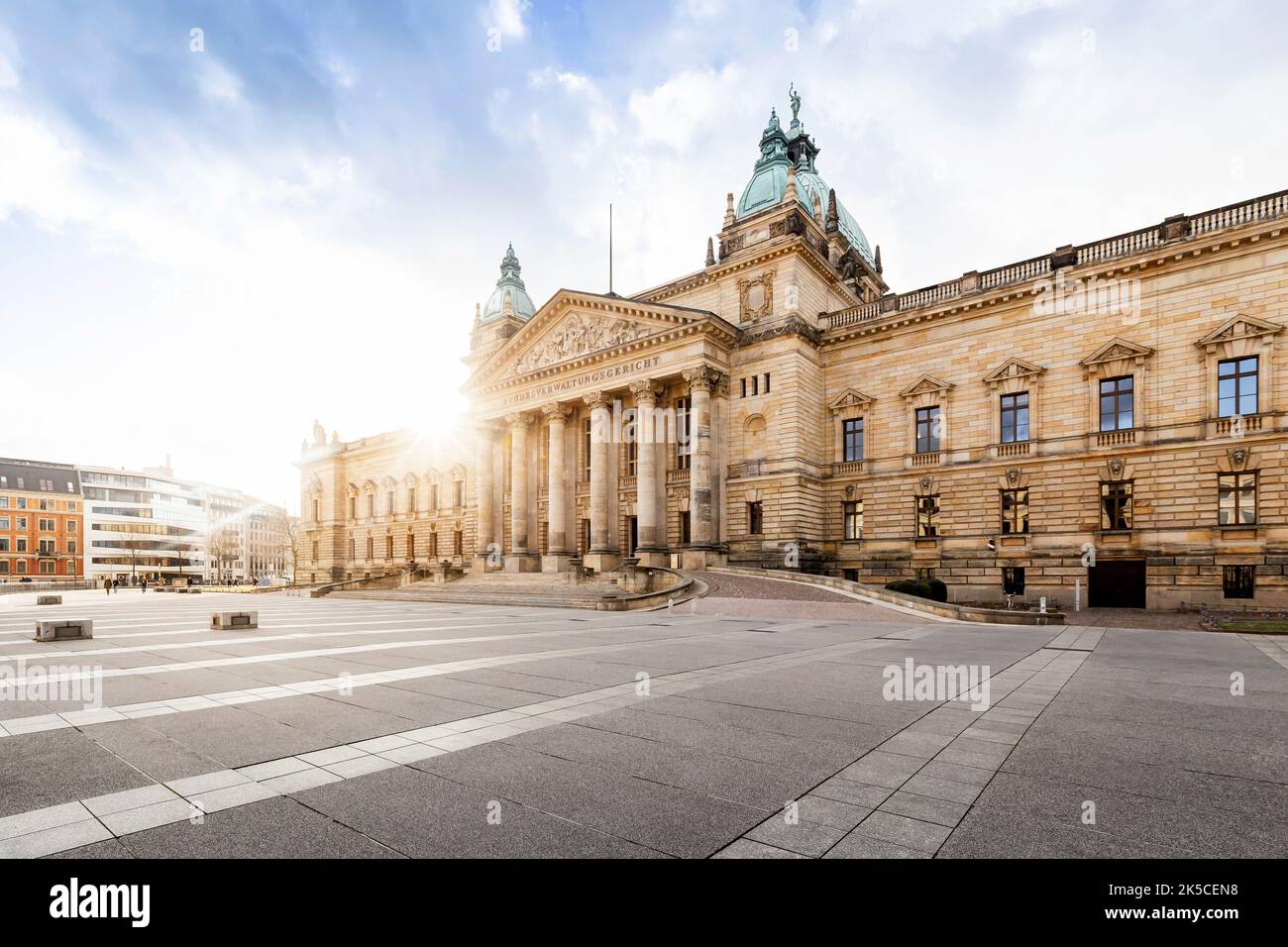 Federal Administrative Court in Leipzig in the backlight, Saxony ...