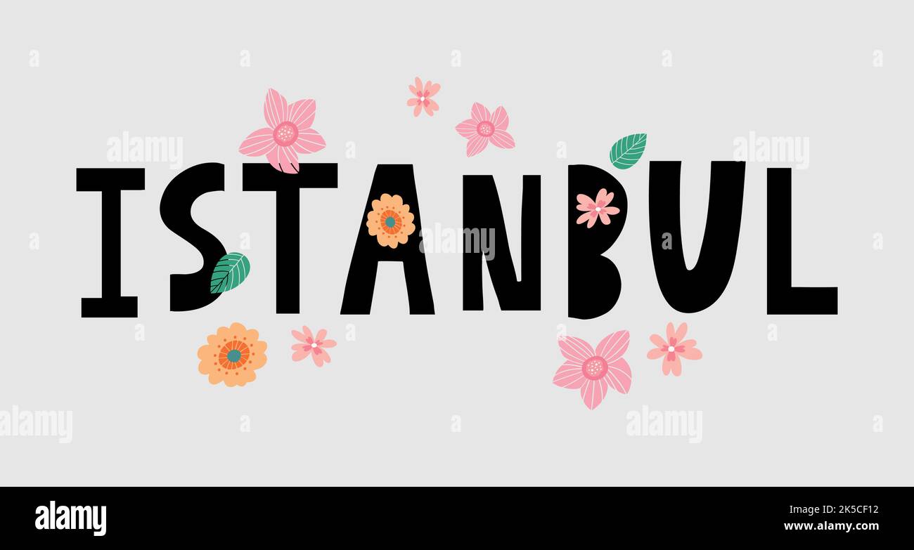 Istanbul. Hand lettering. Vector logo of Istanbul in black color with ...
