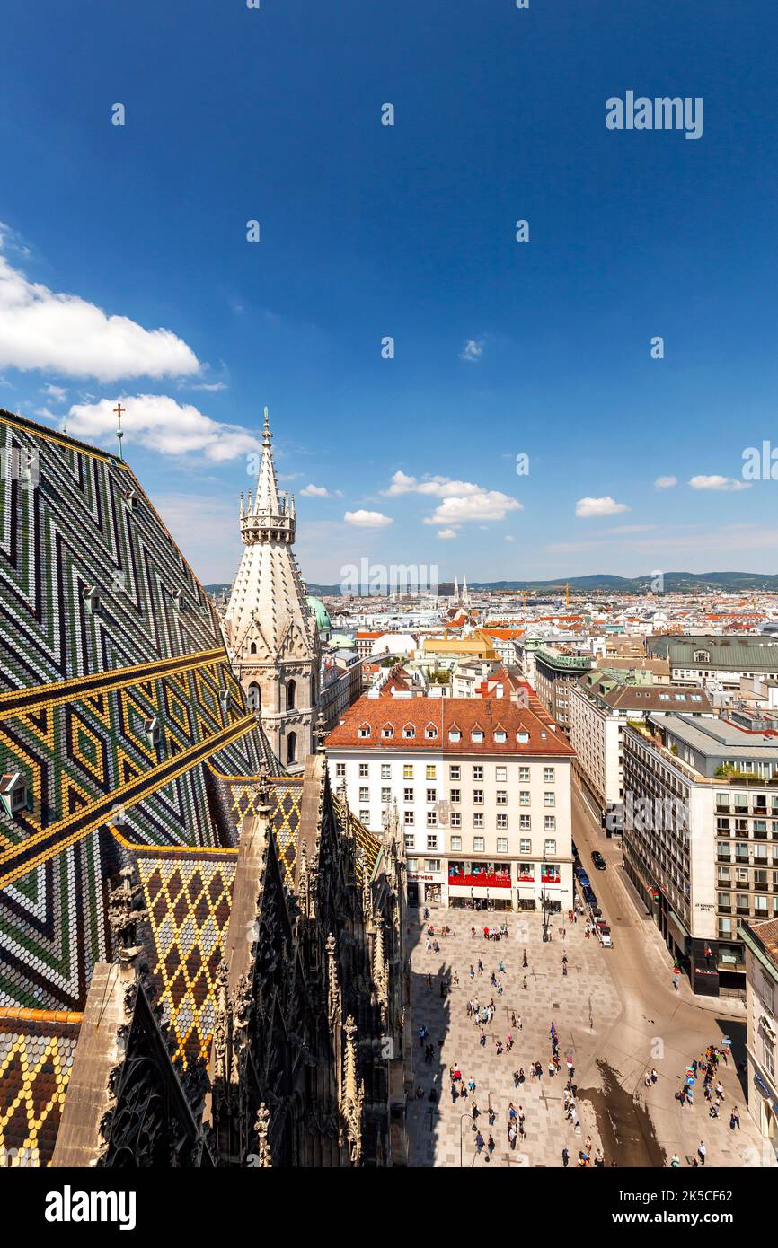 View over the roofs of Vienna from St. Stephen's Cathedral Stock Photo ...