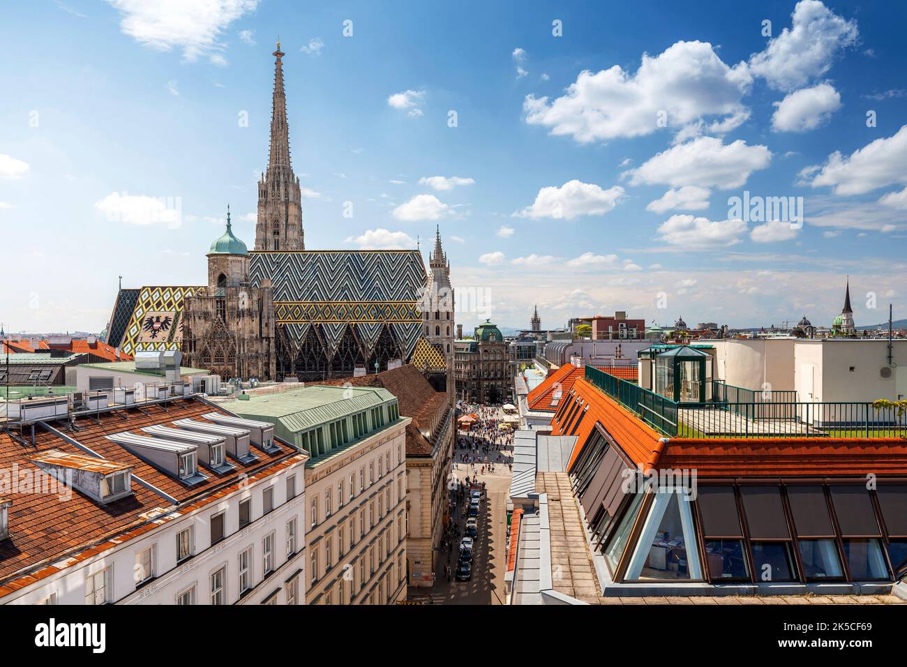 Above the rooftops of Vienna with a view of St. Stephen's Cathedral ...