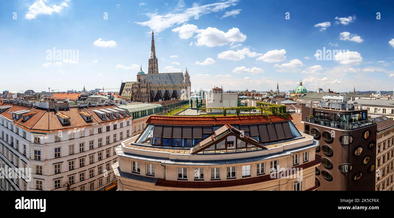 Above the rooftops of Vienna with a view of St. Stephen's Cathedral ...
