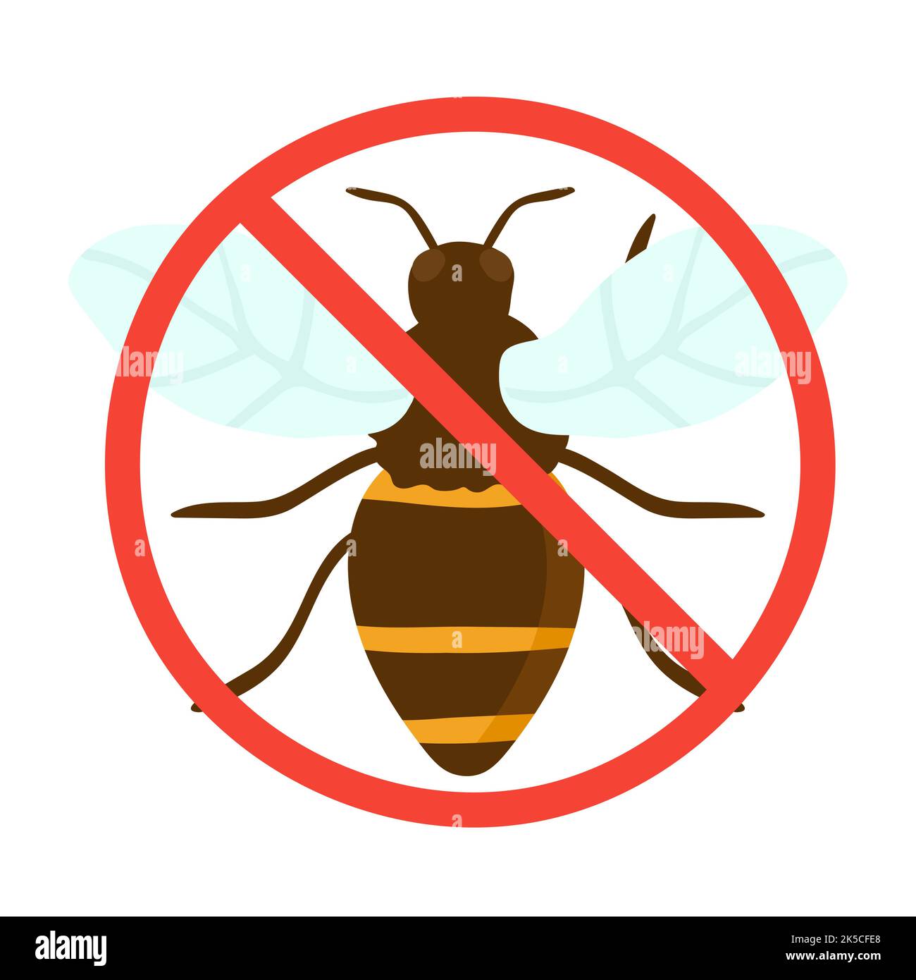 Vector engraving illustration wasp prohibition sign on white background ...