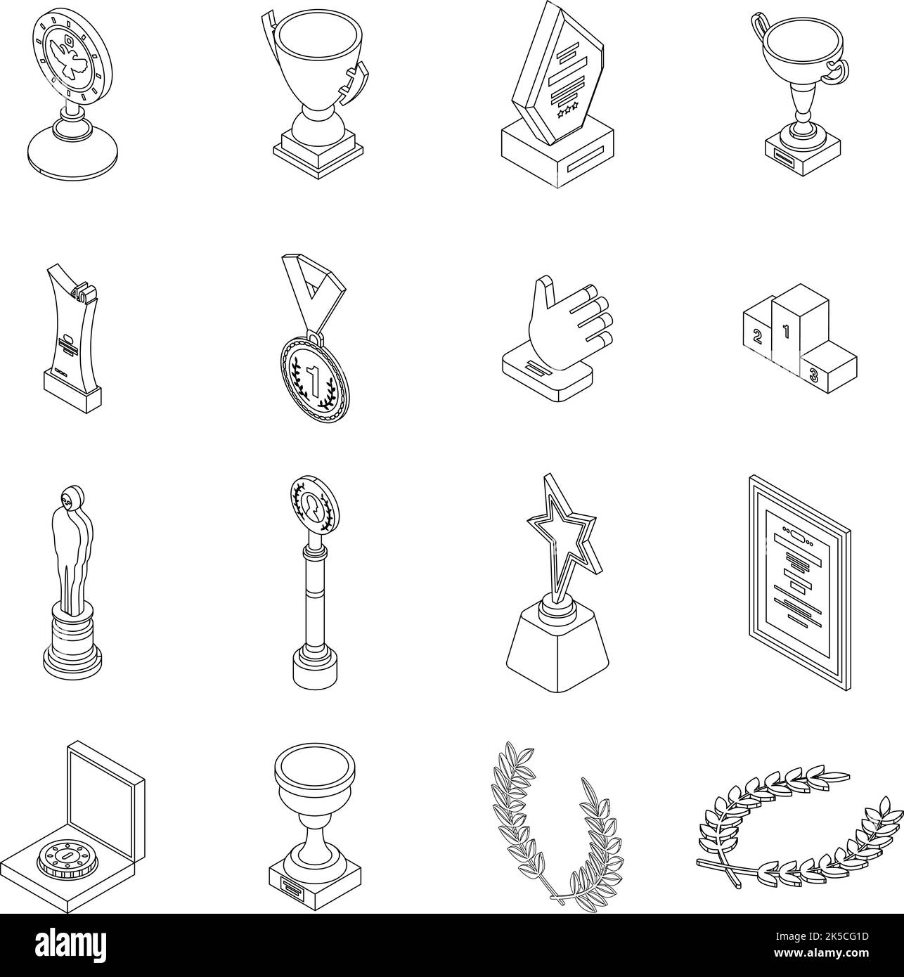 Winner awarding icons set. Isometric set of winner awarding vector ...