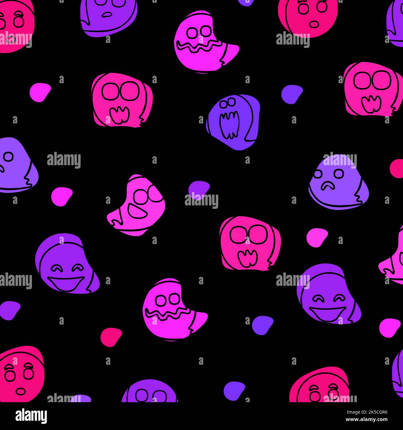 Funny Halloween Violet Purple Ghost Faces Organic Shapes Pattern Stock ...